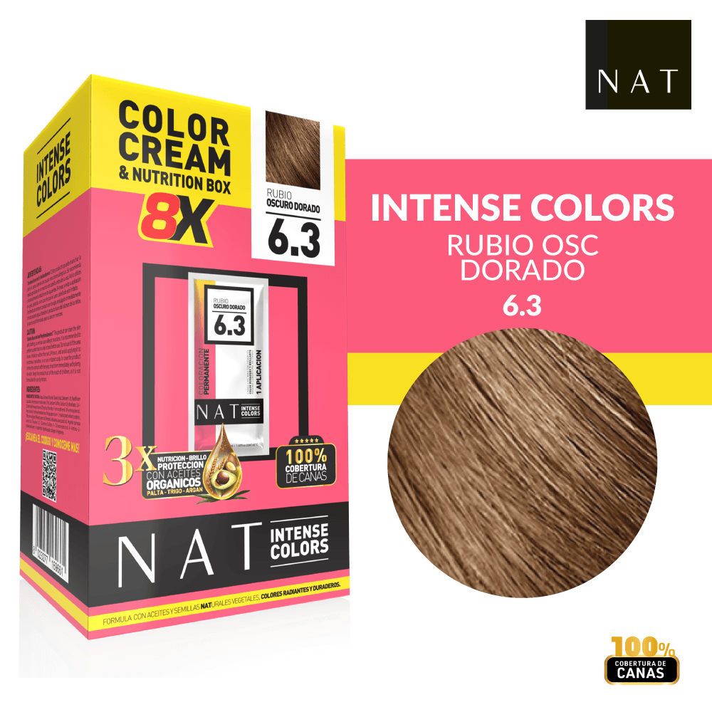 Nat Tintura Intense Color Box X 8U Cajax8 Sachet 50G 6.3 Dark Gold Blonde